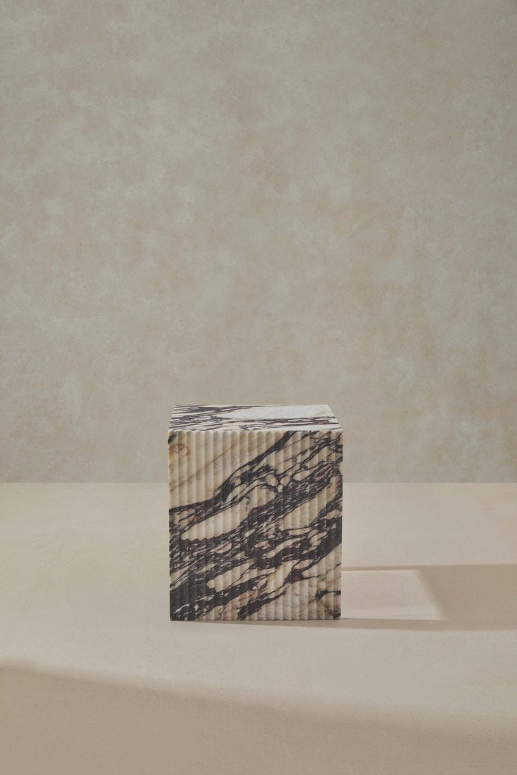 Chelon - Fluted Marble Side Table - Calacatta Viola – Chelon Design Pty Ltd